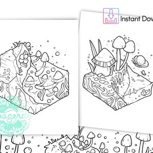 Mushroom Cubes | PDF | Printable Coloring Pages | Instant Download ...