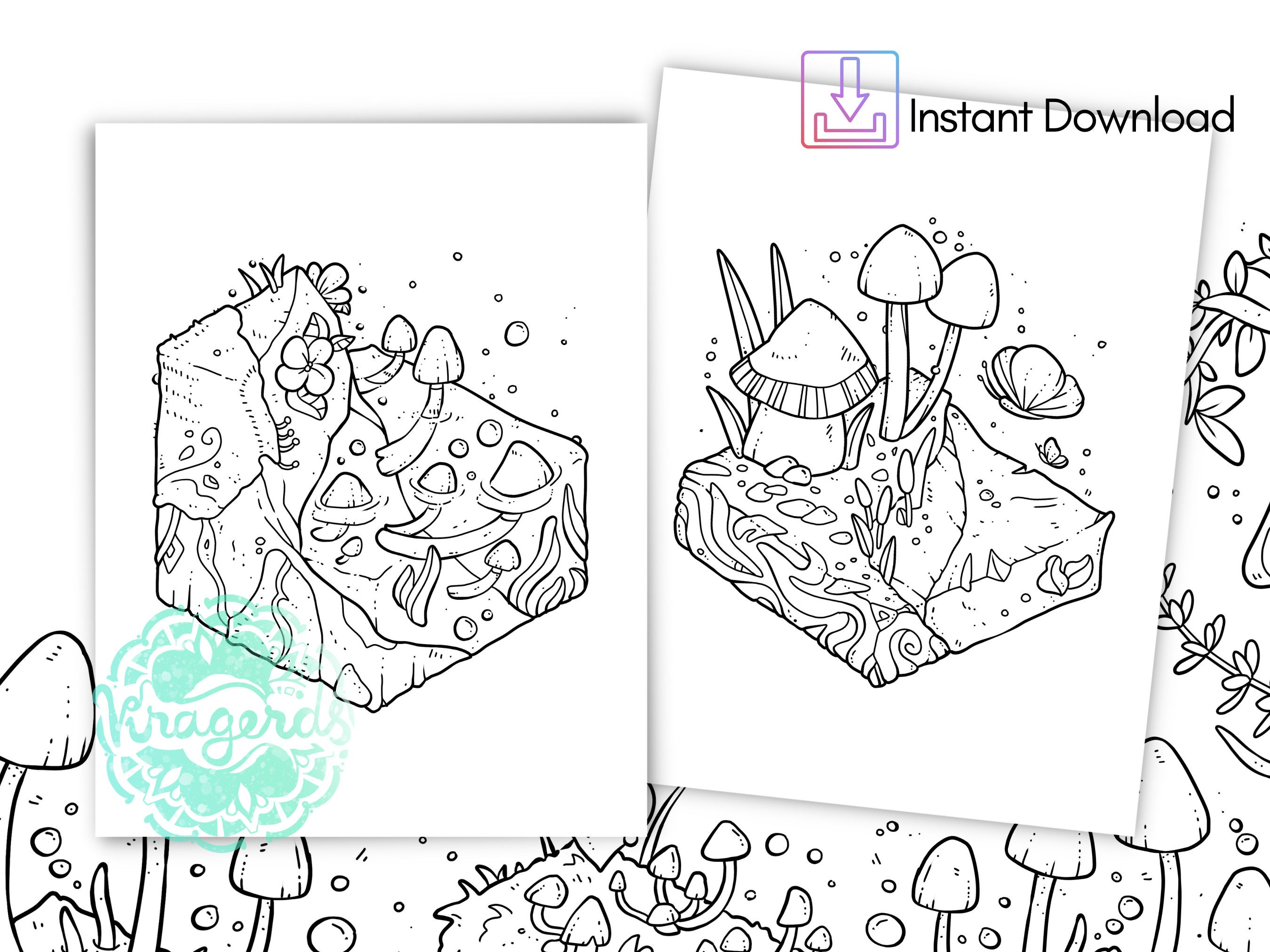 Mushroom Cubes PDF Printable Coloring Pages Instant - Etsy Canada
