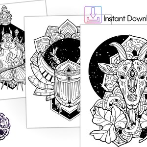 Mythical Nature Printable Coloring Pages for Adults | PDF | Instant ...