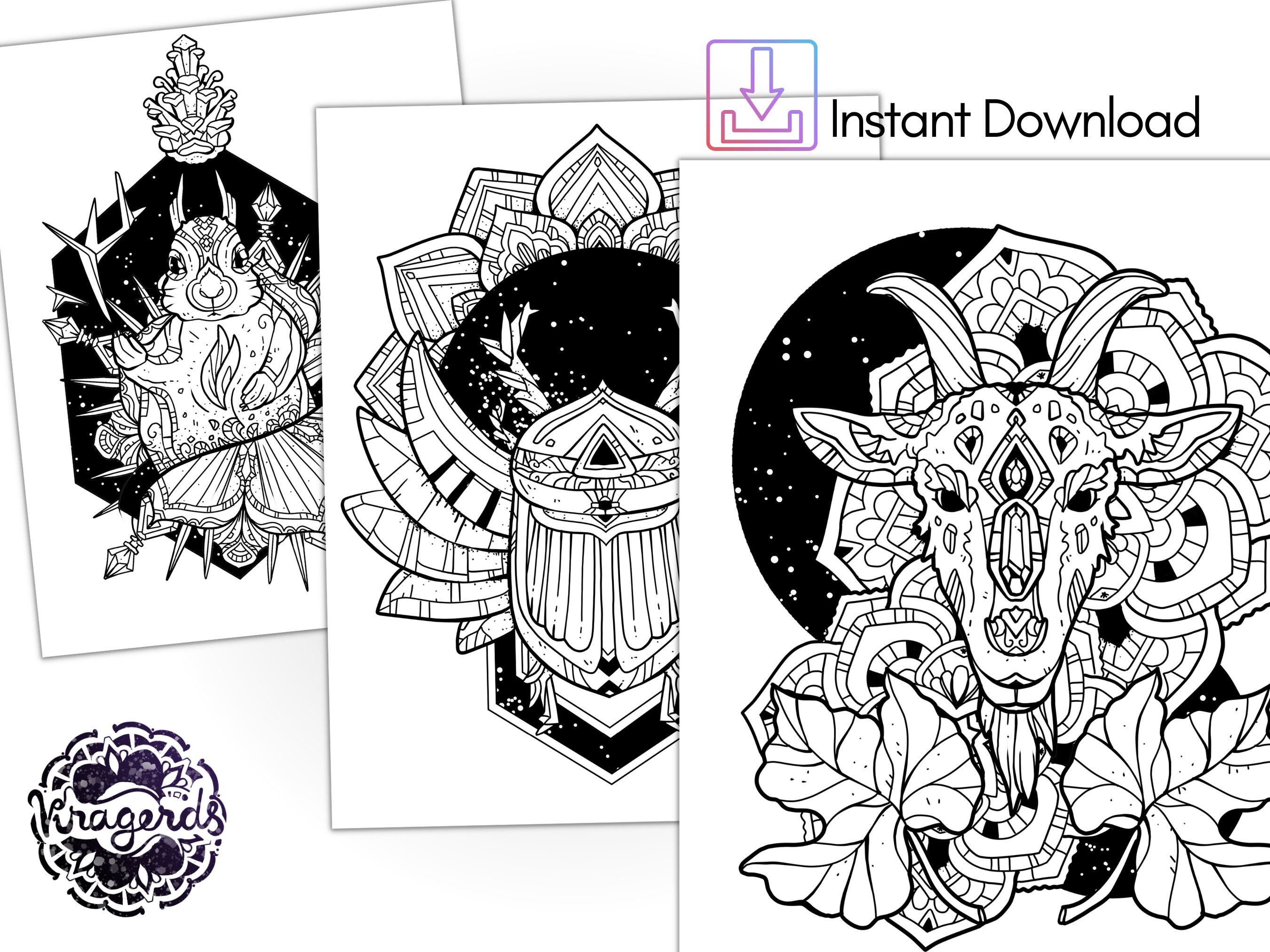 Mythical Nature Printable Coloring Pages for Adults PDF - Etsy UK