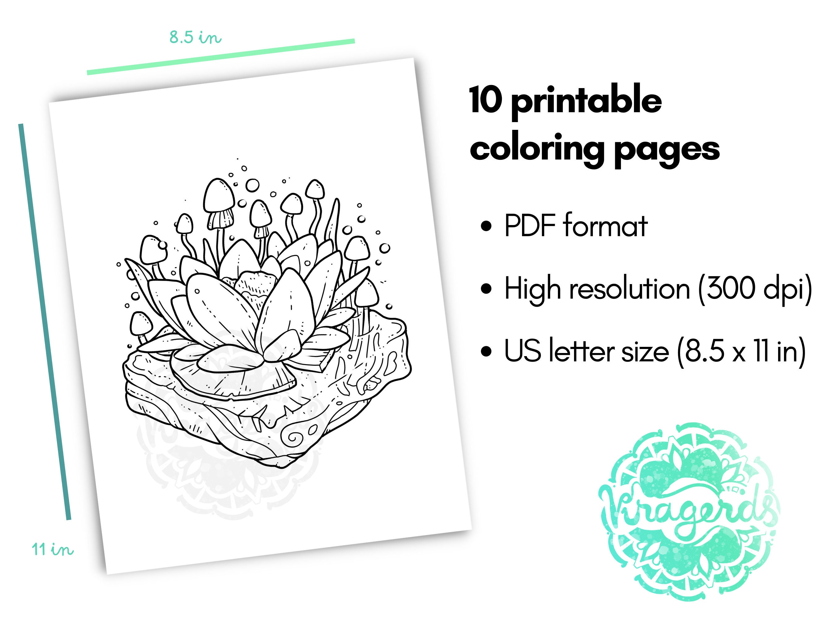 Mushroom Cubes PDF Printable Coloring Pages Instant - Etsy