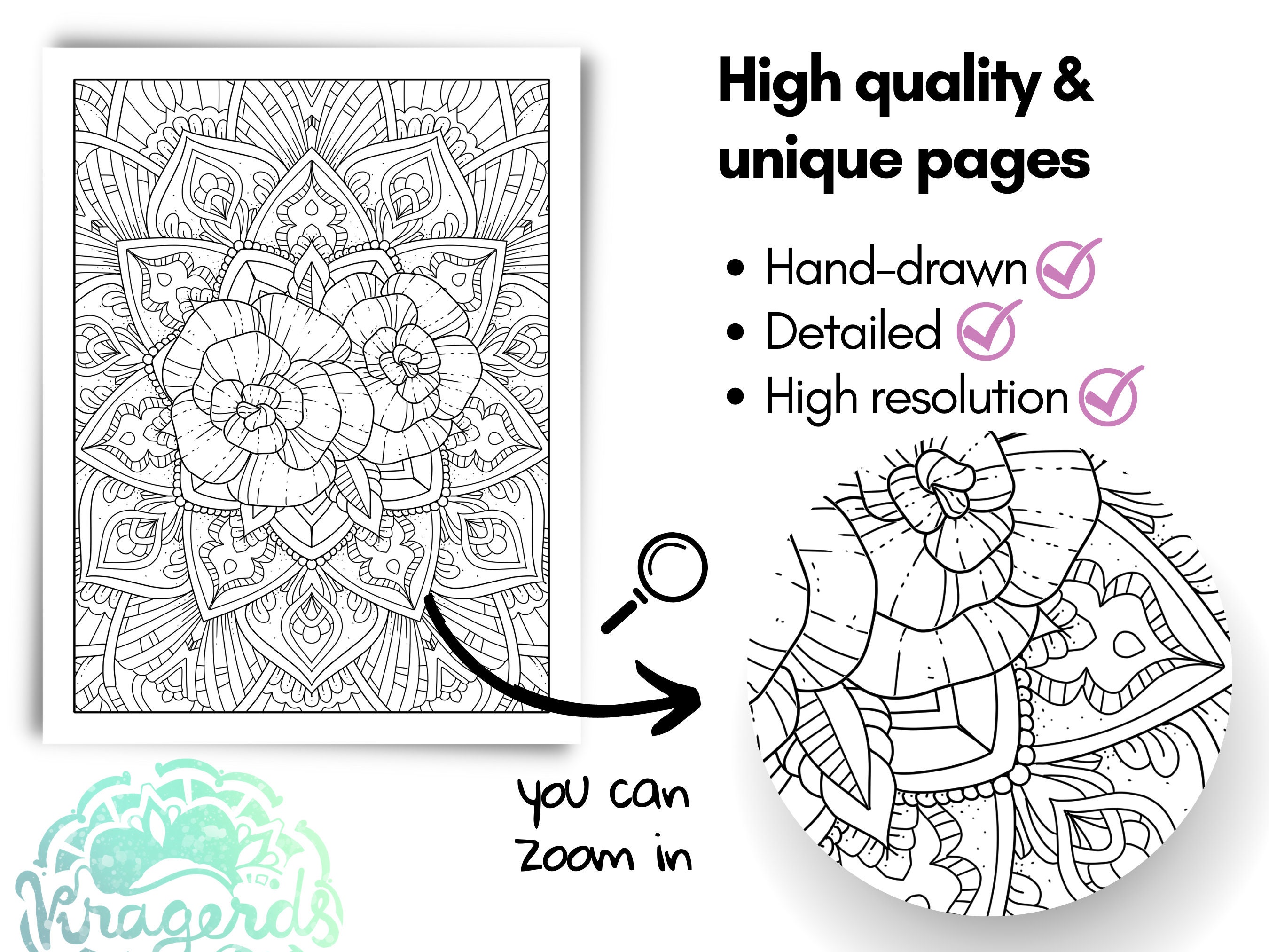 Flower Spirit Printable Coloring Pages PDF Adult - Etsy