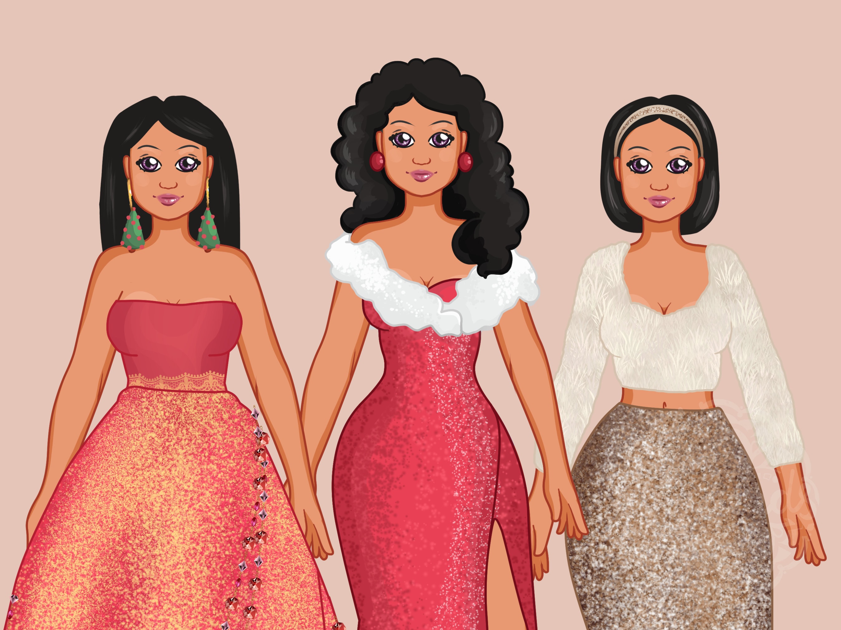 Printable Paper Doll Dress up Set Christmas and New Year - Etsy