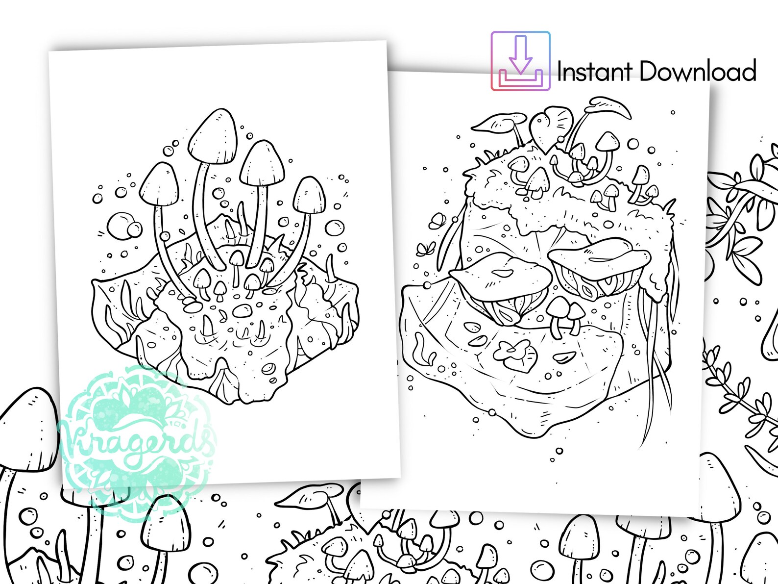 Mushroom Cubes PDF Printable Coloring Pages Instant - Etsy