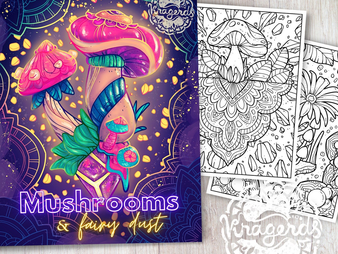 Mushrooms and Fairy Dust | Printable Coloring Book | 30 Coloring Pages ...