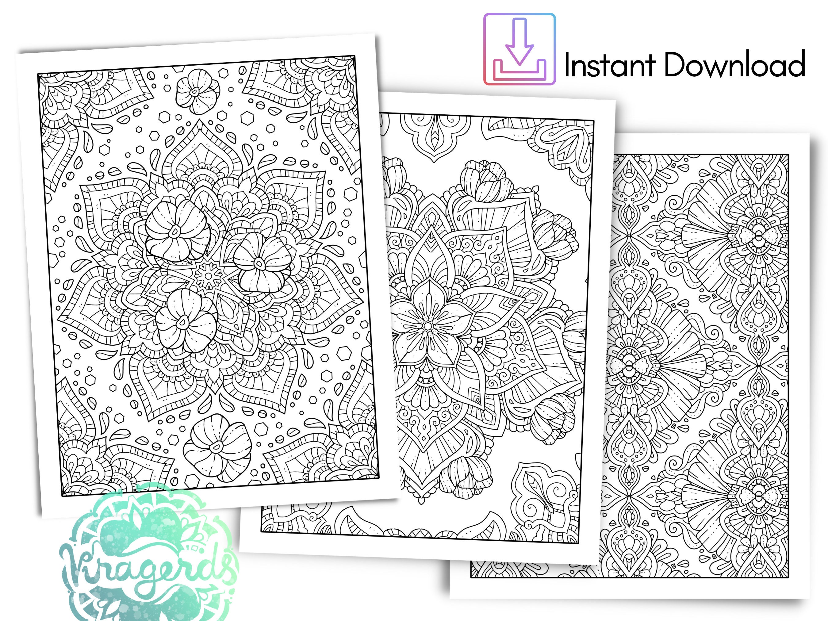 Flower Spirit Printable Coloring Pages PDF Adult - Etsy
