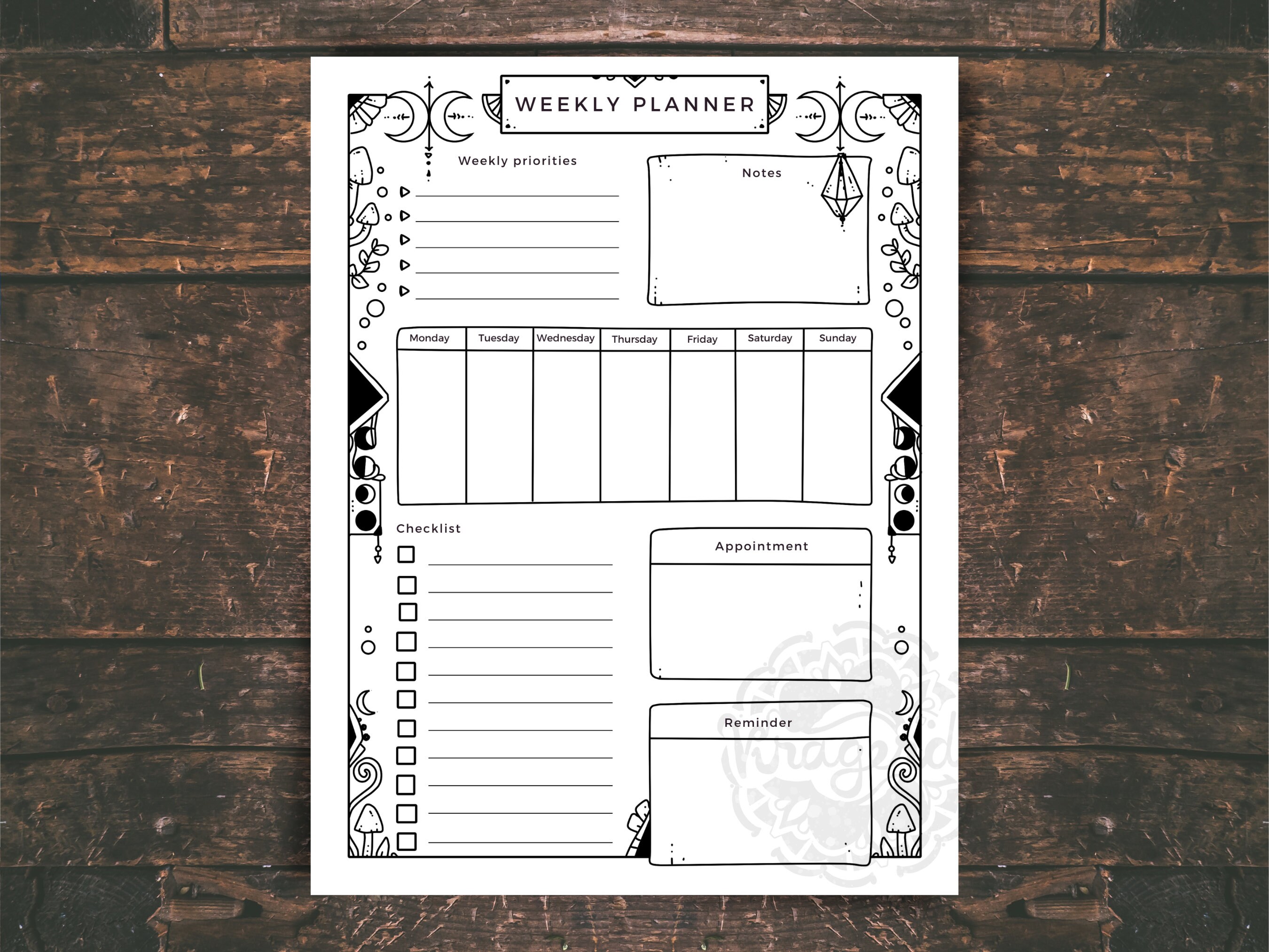 Witchy Monthly & Weekly Planner Calendar PDF Witchy Style Undated ...