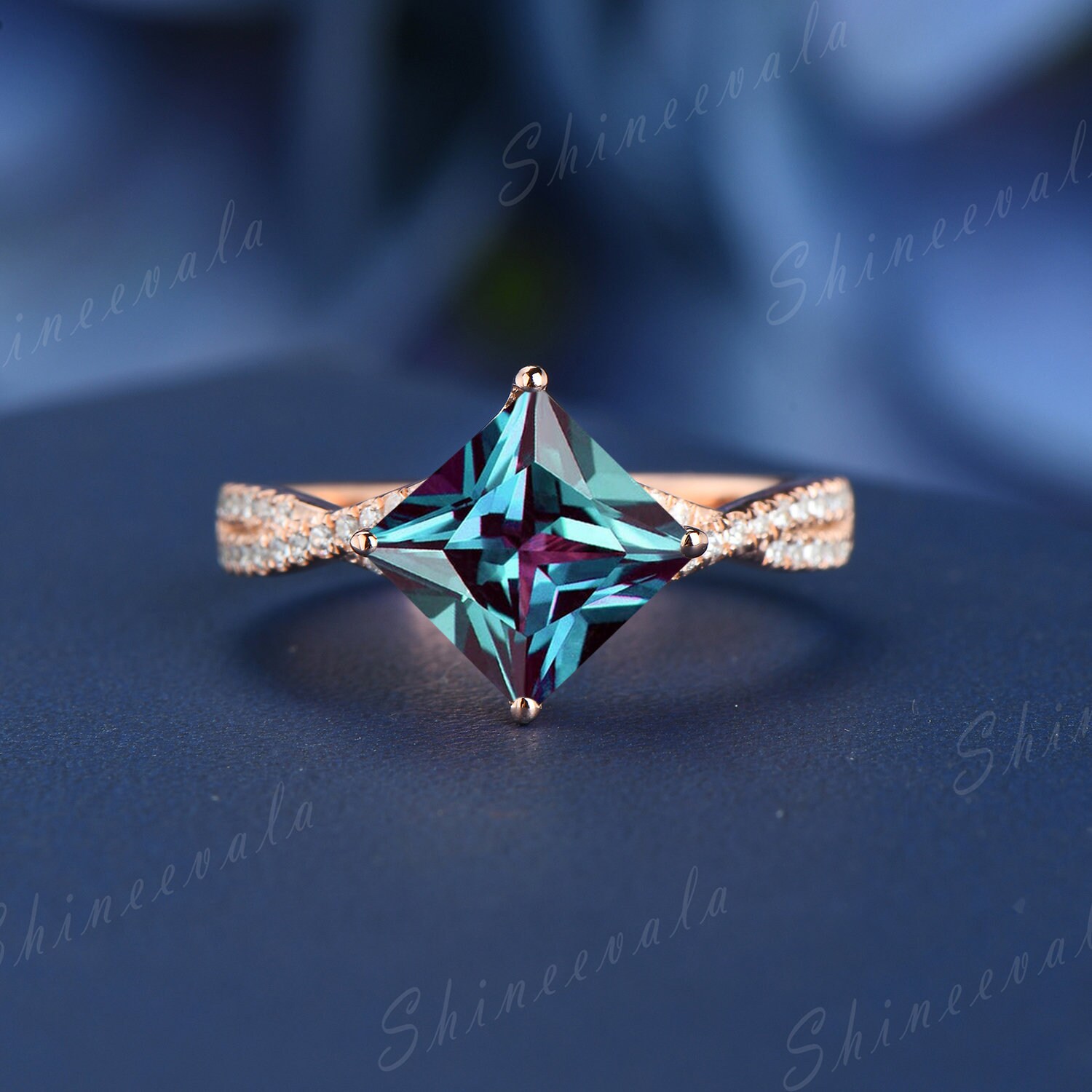 Princess Cut Alexandrite Engagement Ring Vintage Unique - Etsy