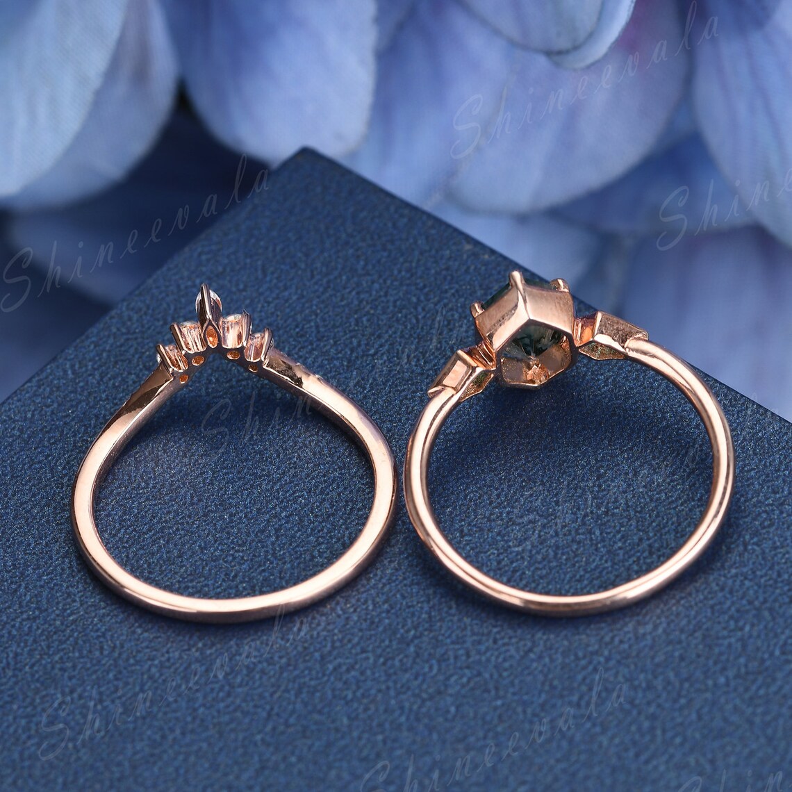 Hexagon Cut Ruby Engagement Ring Set Bezel Set Kite Cut - Etsy