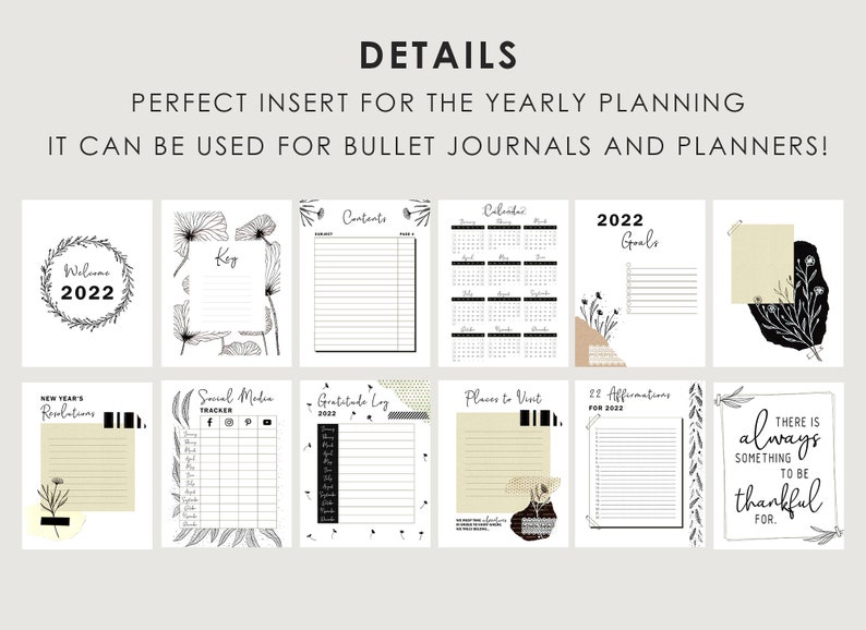 Bullet Journal and Planner Insert for 2022 | Printable Planner Bundle ...