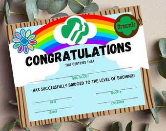 Girl Scout Bridging Certificate Daisy to Brownie Ceremony PDF - Etsy