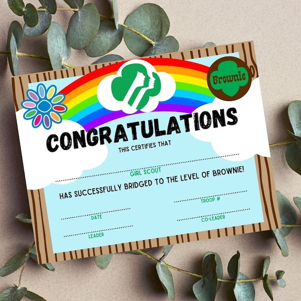 Girl Scout Bridging Certificate - Etsy