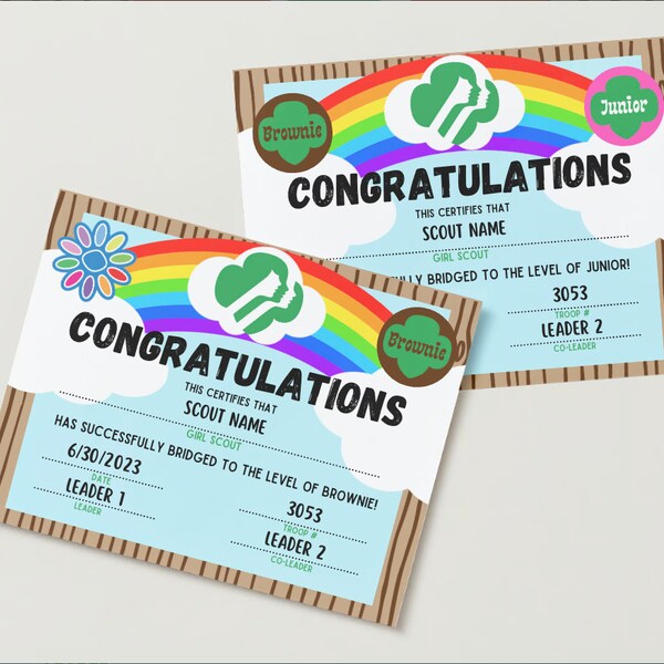 Girl Scout Bridging Certificate - Etsy