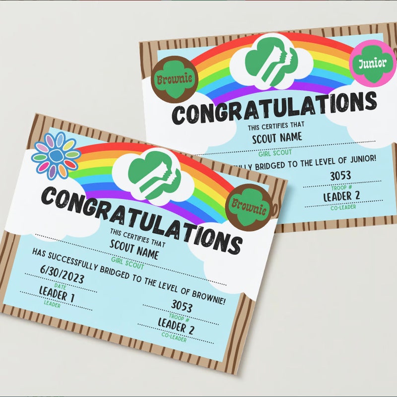 Girl Scout Bridging Certificate - Etsy