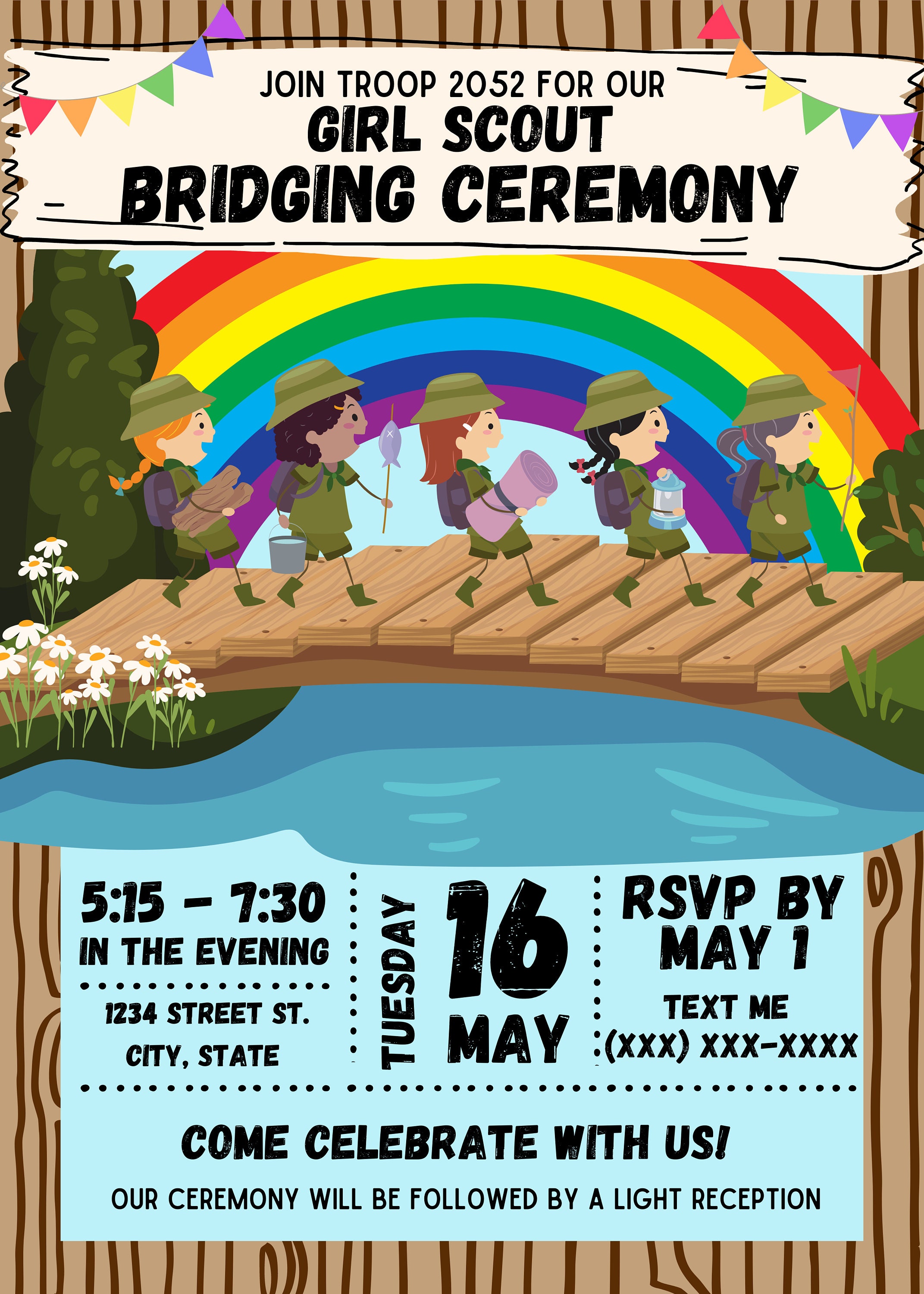 Girl Scout Bridging Invitation - Editable - Etsy