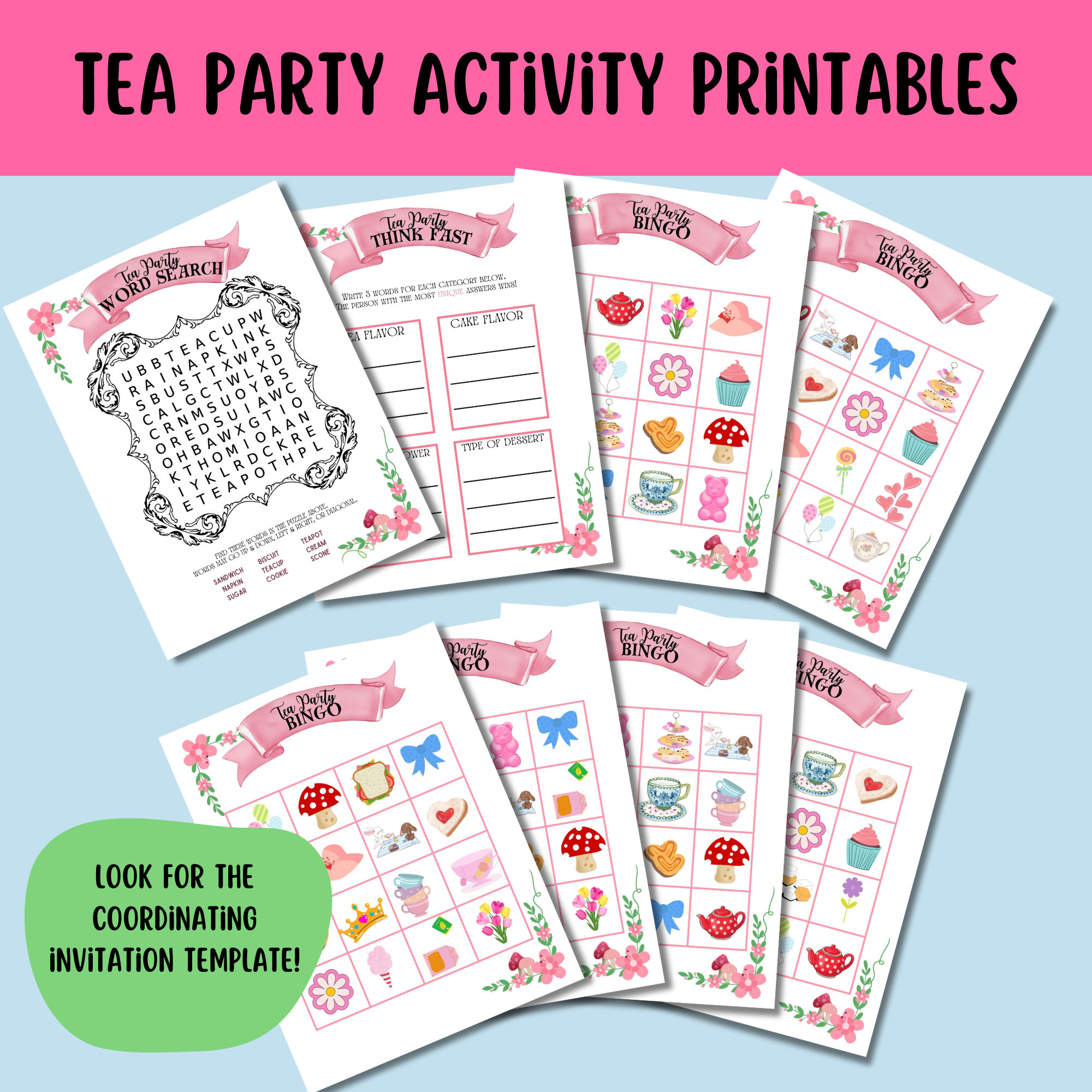 Tea Party Activity Printables - Etsy