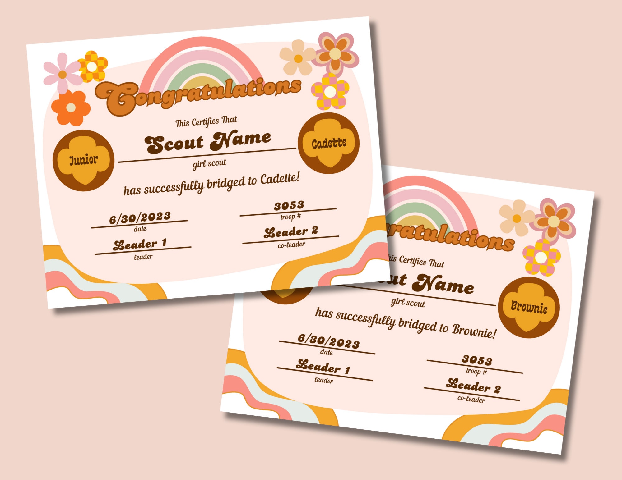 Groovy Girl Scout Bridging Certificate Bundle - Daisy Through ...