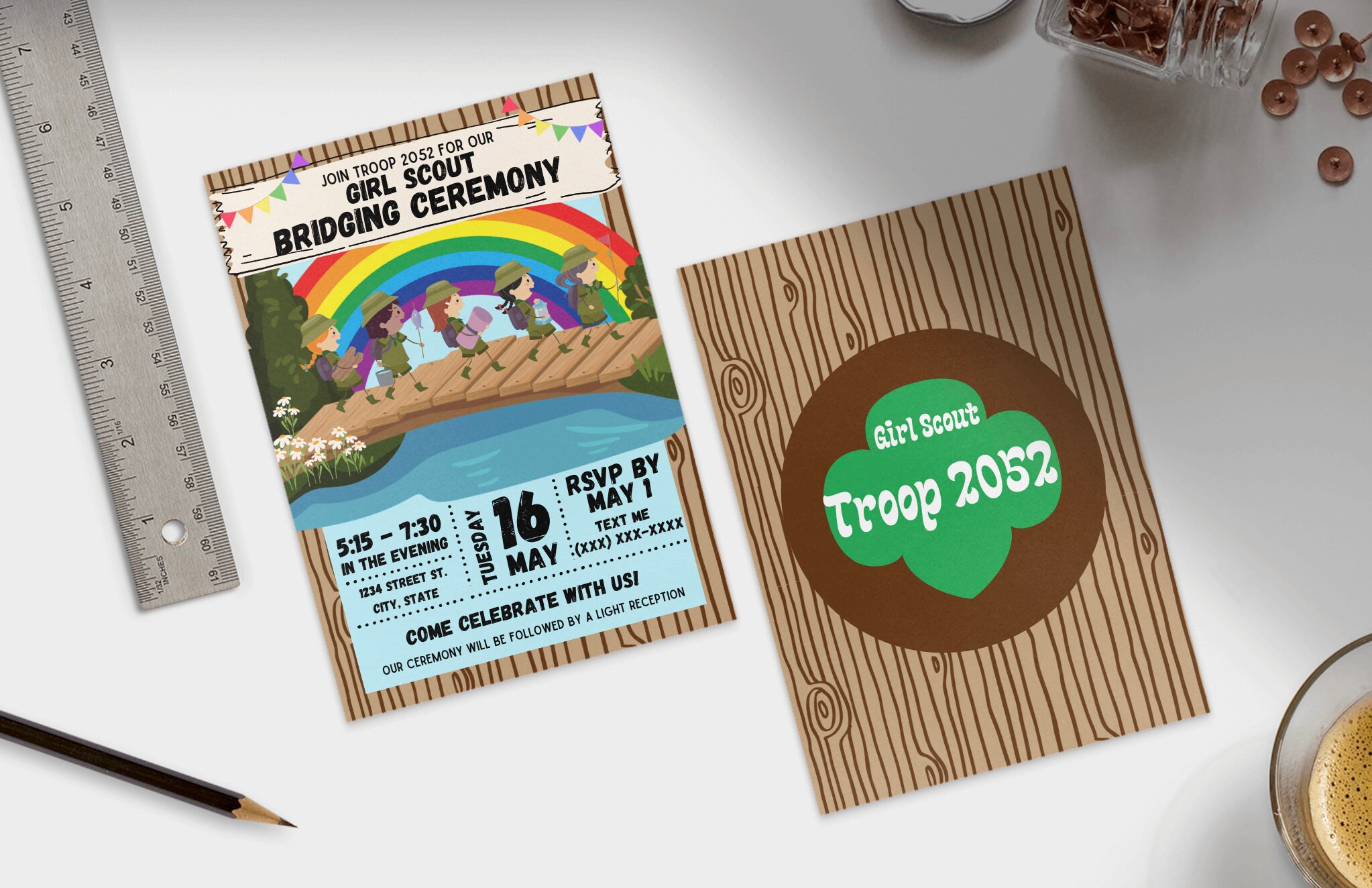 Girl Scout Bridging Invitation - Editable - Etsy