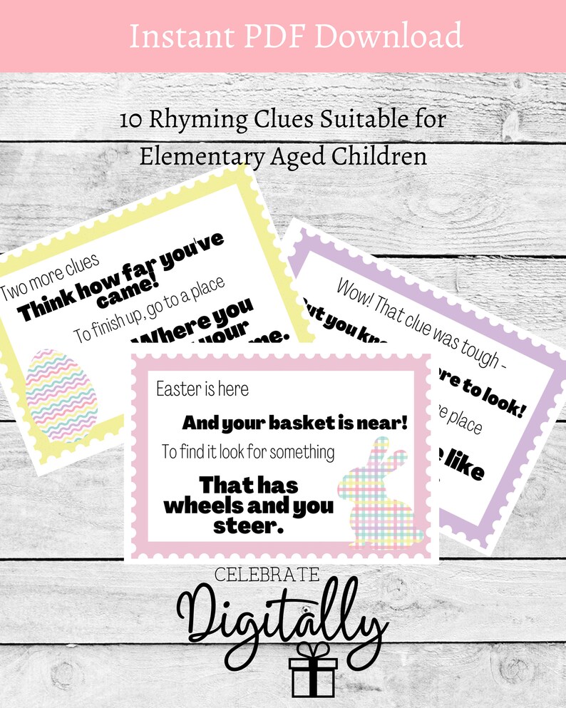 Printable Rhyming Easter Basket Scavenger Hunt Game PDF Download ...