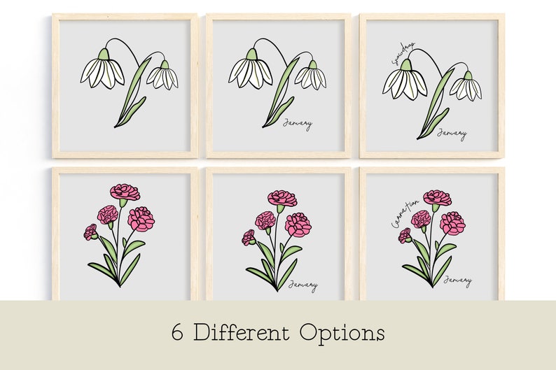 January Birth Flower SVG Birth Month Flower Clipart Bundle Birth Month ...