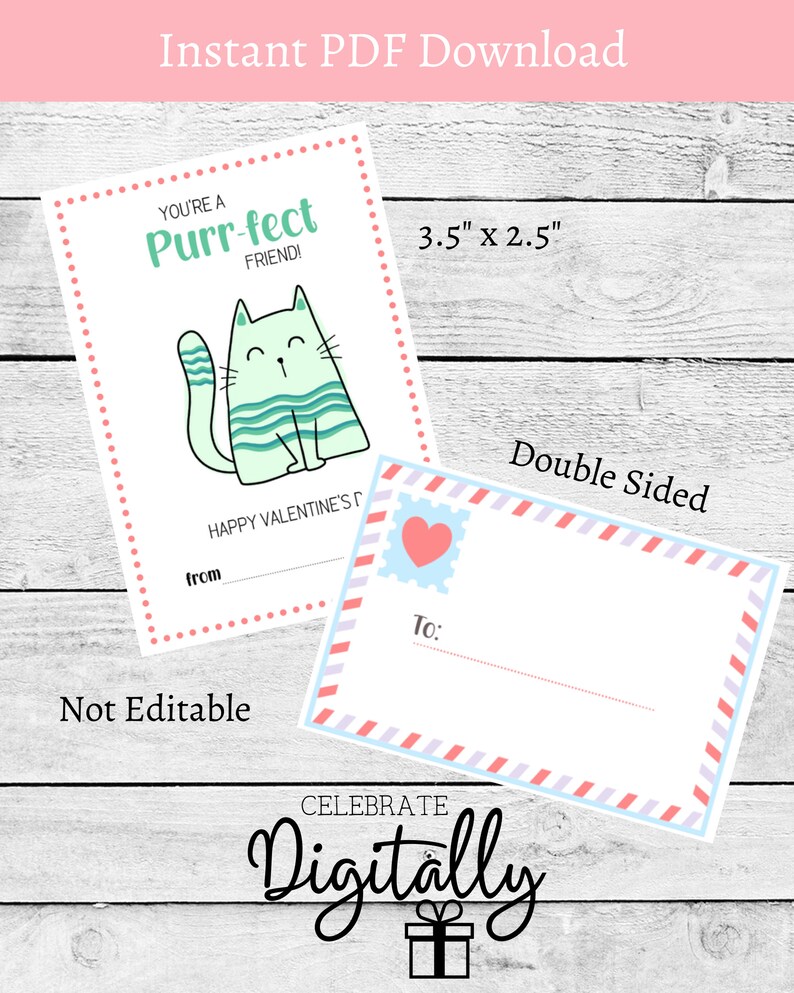 Printable Cat Valentines Cute Printable Valentine's for - Etsy