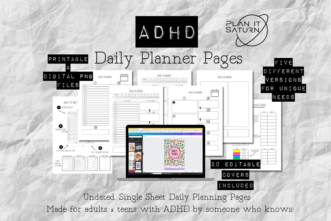 ADHD Planner Adult Daily Templates Boost Focus & - Etsy