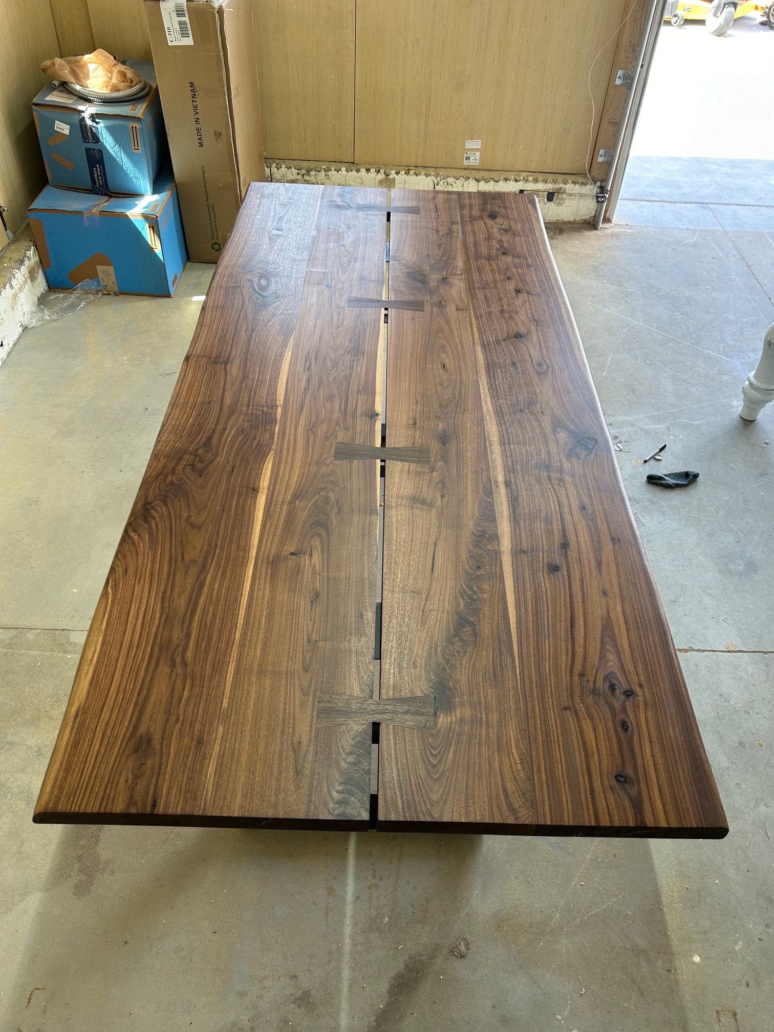 Walnut Live Edge Modern Table Steel Legs Bowtie Joint Steel Support - Etsy