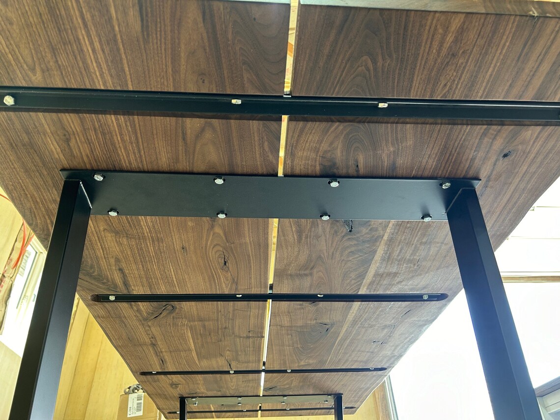 Walnut Live Edge Modern Table Steel Legs Bowtie Joint Steel Support - Etsy