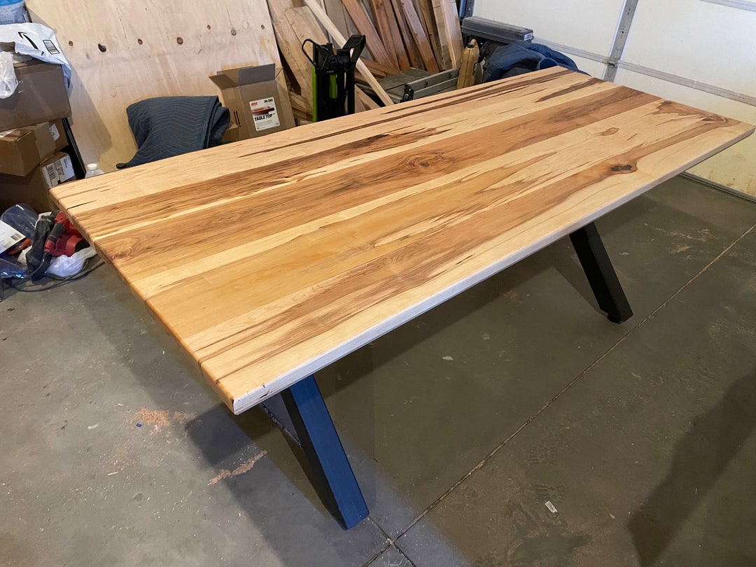 Hard Maple Solid Wood Dining Table Steel Legs - Etsy