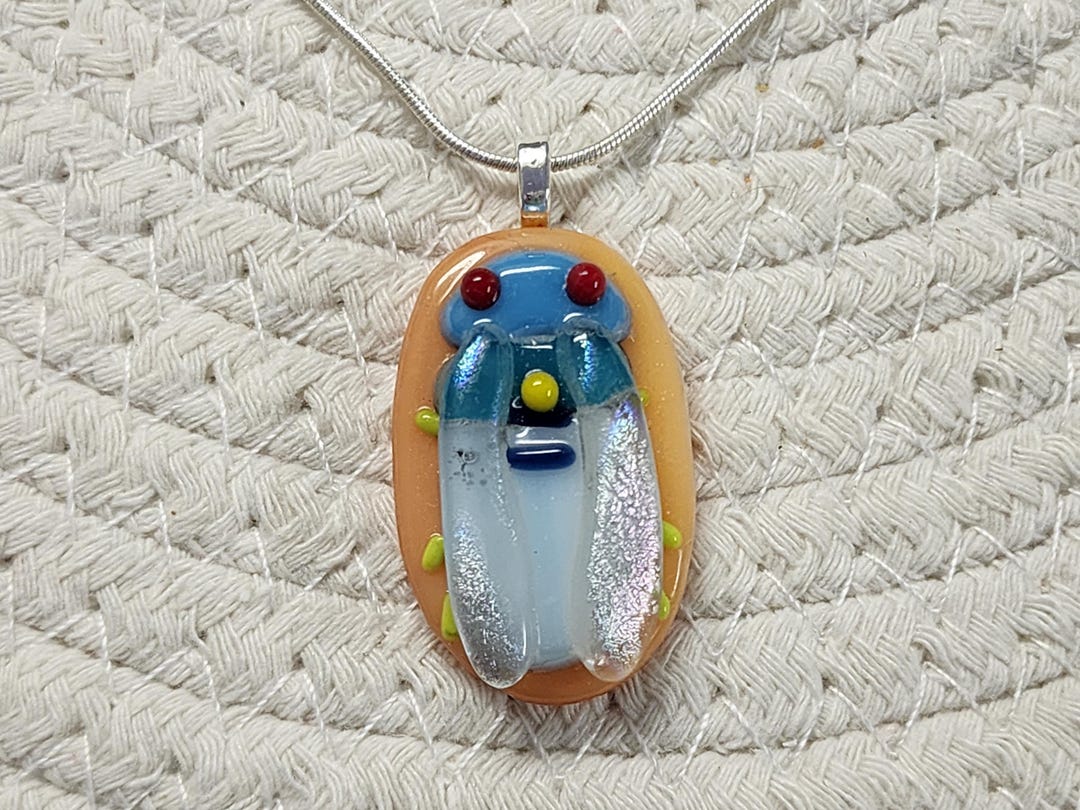 Fused Glass Cicada Bug Insect Pendant Necklace - #304 - Etsy