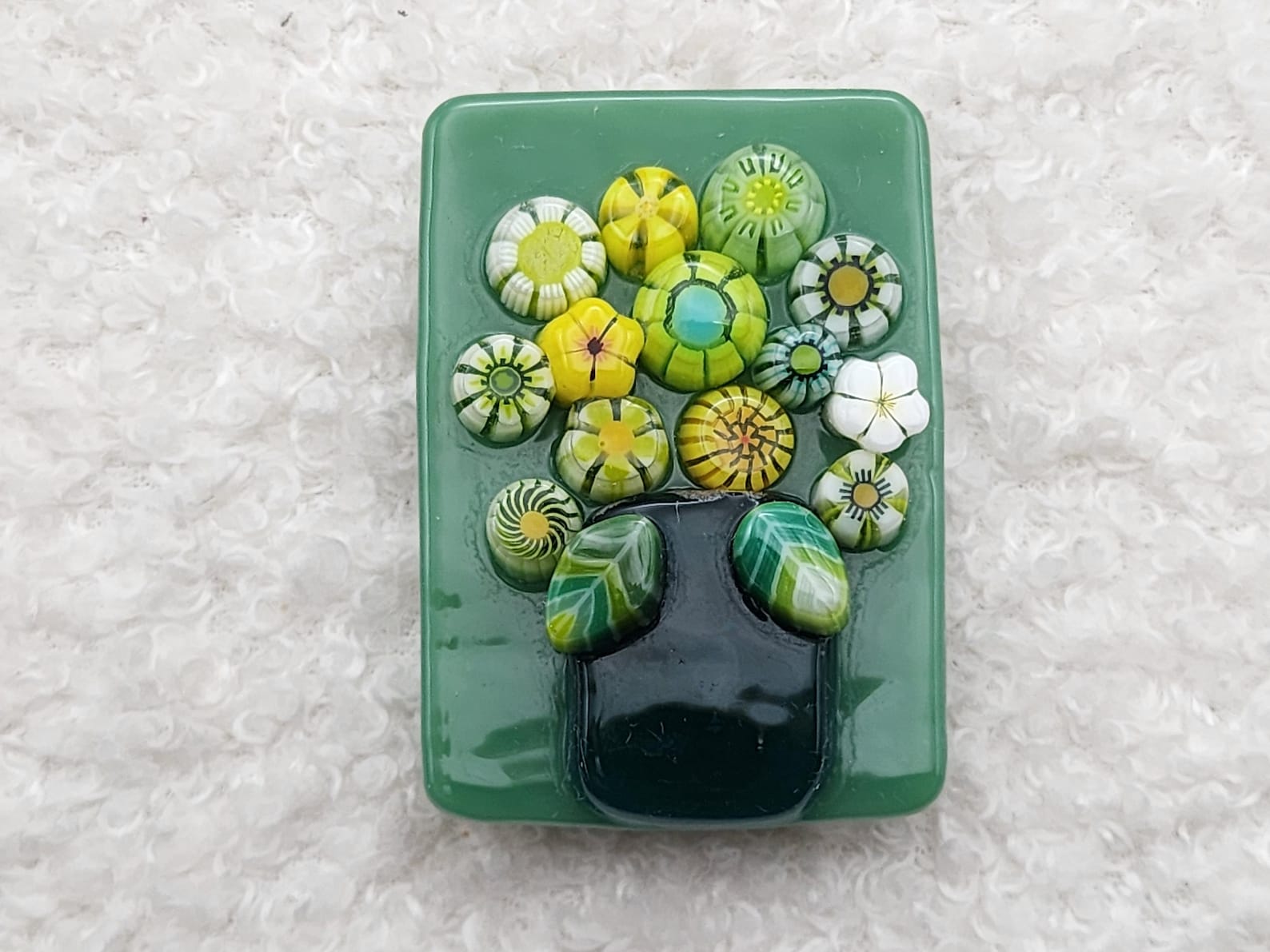 Fused Glass Magnet - Wildflower Flower Vase Arrangement - Made With ...