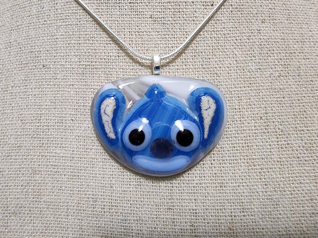 Fused Glass Stitch Alien Pendant Necklace Toy 4 - Etsy