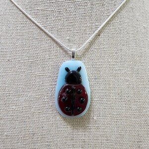 Fused Glass Ladybug Pendant Necklace bug 11 - Etsy