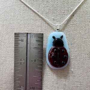 Fused Glass Ladybug Pendant Necklace bug 11 - Etsy