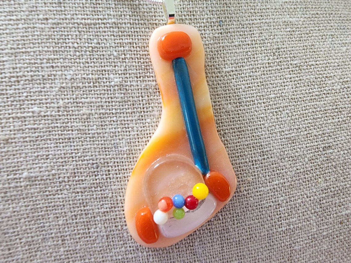 Fused Glass Vintage Fisher Price Popper Toy Pendant 22 Chain Necklace ...