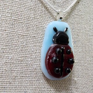 Fused Glass Ladybug Pendant Necklace bug 11 - Etsy