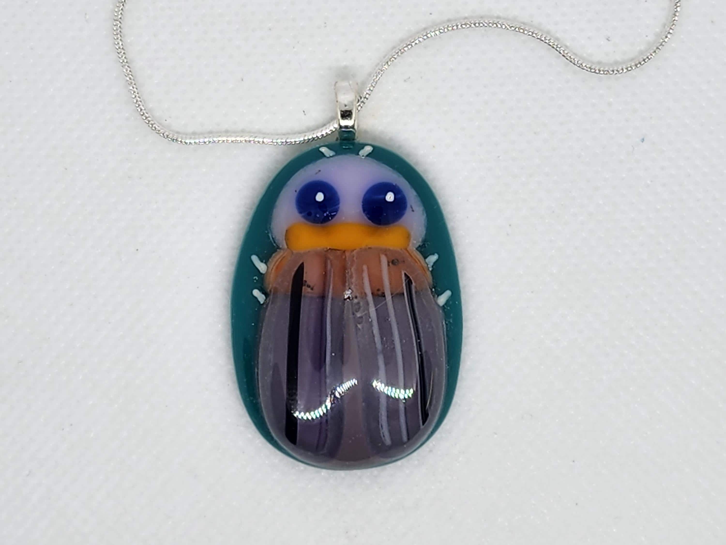 Fused Glass Blue and Purple Beetle Bug Insect Pendant Necklace Bug 23 ...