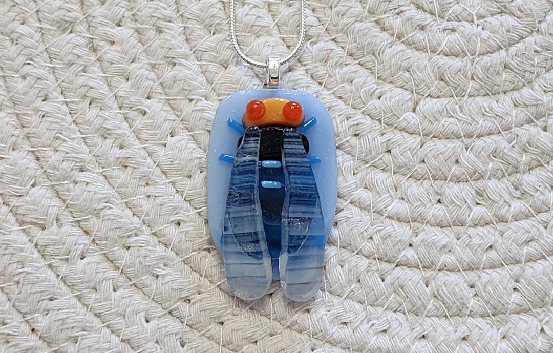 Fused Glass Cicada Bug Insect Pendant Necklace - #285 - Etsy