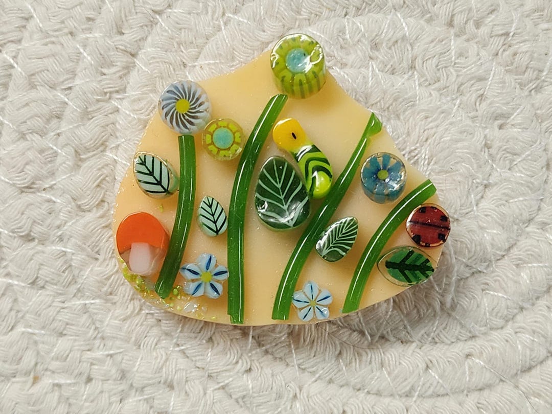 Fused Glass Magnet Garden of Flowers With Insects Bugs - Etsy
