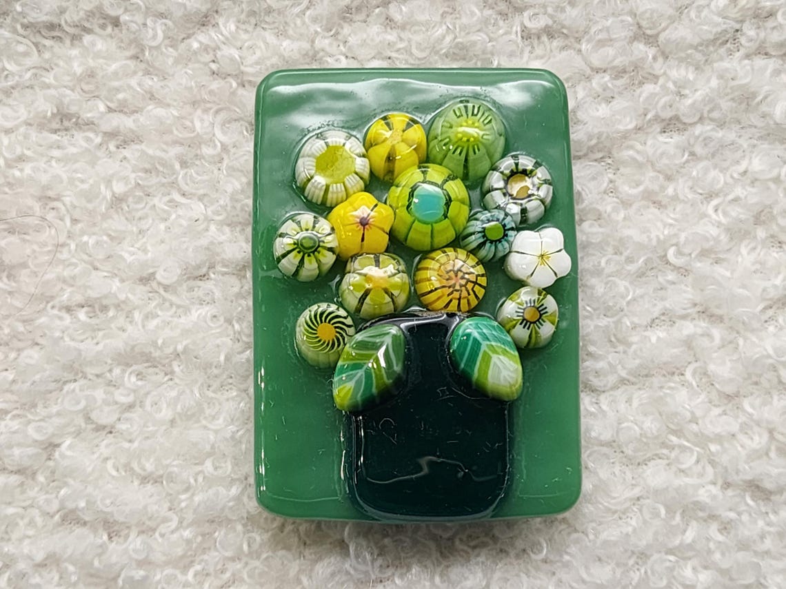 Fused Glass Magnet - Wildflower Flower Vase Arrangement - Made With ...