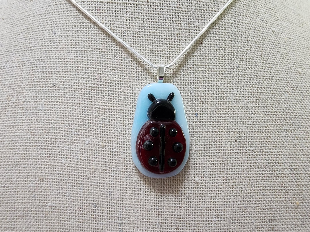 Fused Glass Ladybug Pendant Necklace -bug #301 - Etsy
