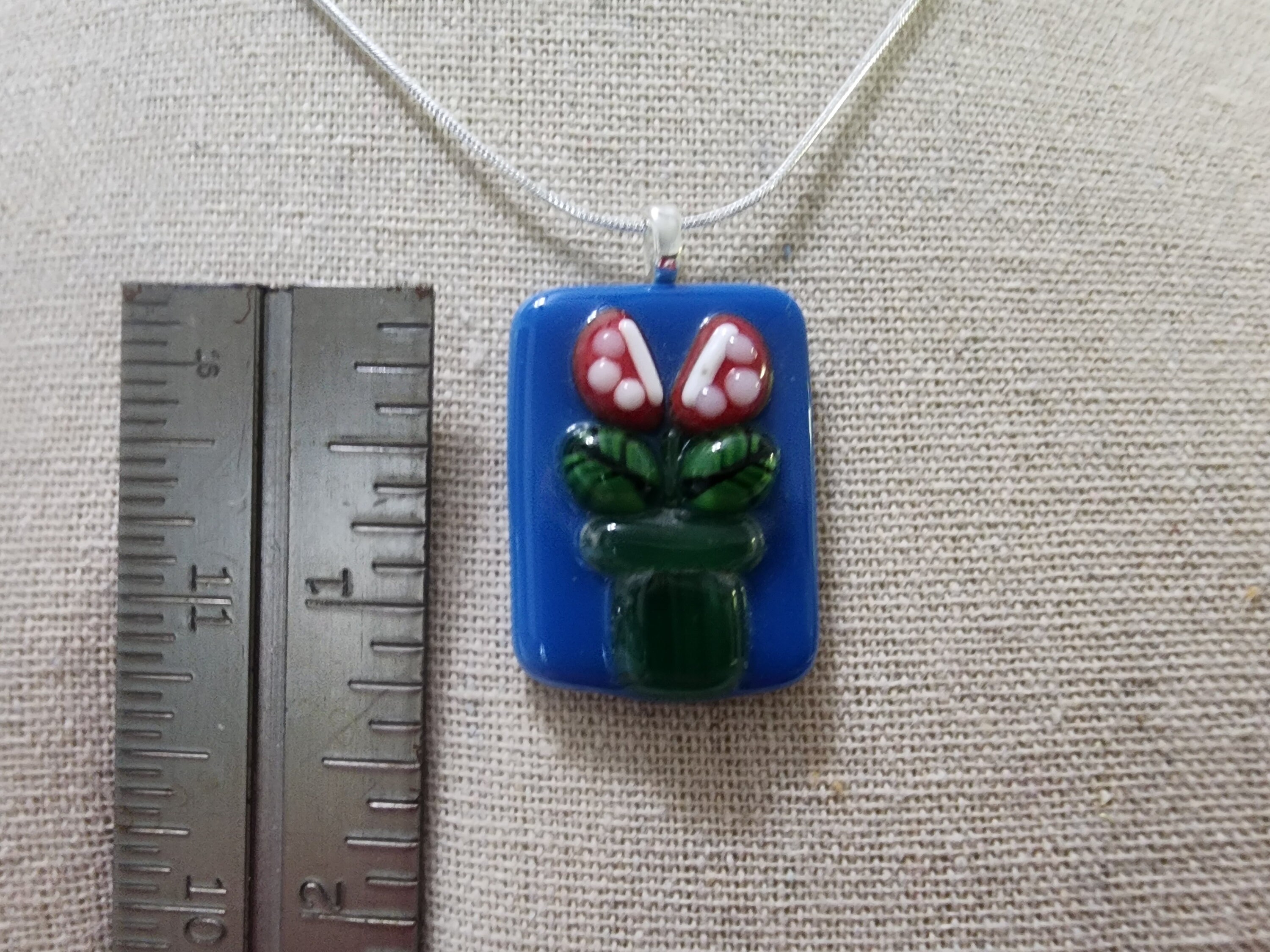 Fused Glass Piranha Plant Mario Enemy Pendant Necklace - #351 - Etsy