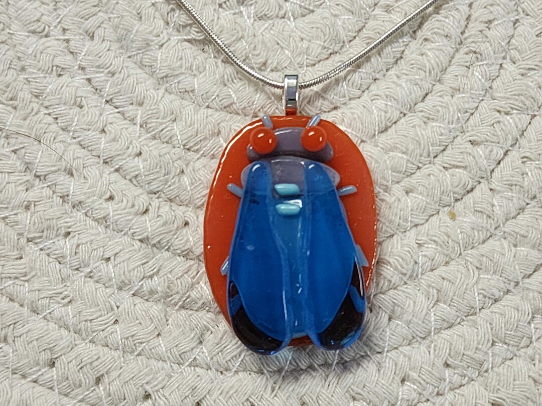 Fused Glass Cicada Bug Insect Pendant Necklace 56 - Etsy
