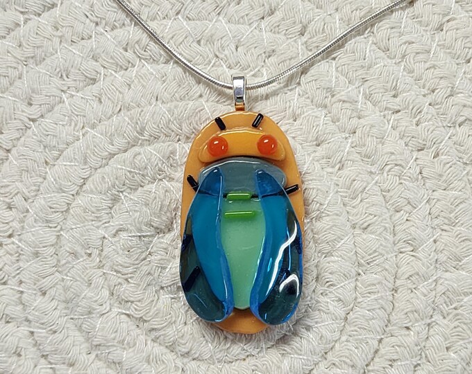 Fused Glass Cicada Bug Insect Pendant Necklace - #314 - Etsy
