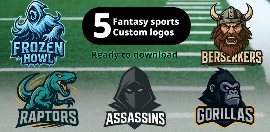 5 Fantasy Football Logos Bundle | High-resolution Sports Team Pngs ...