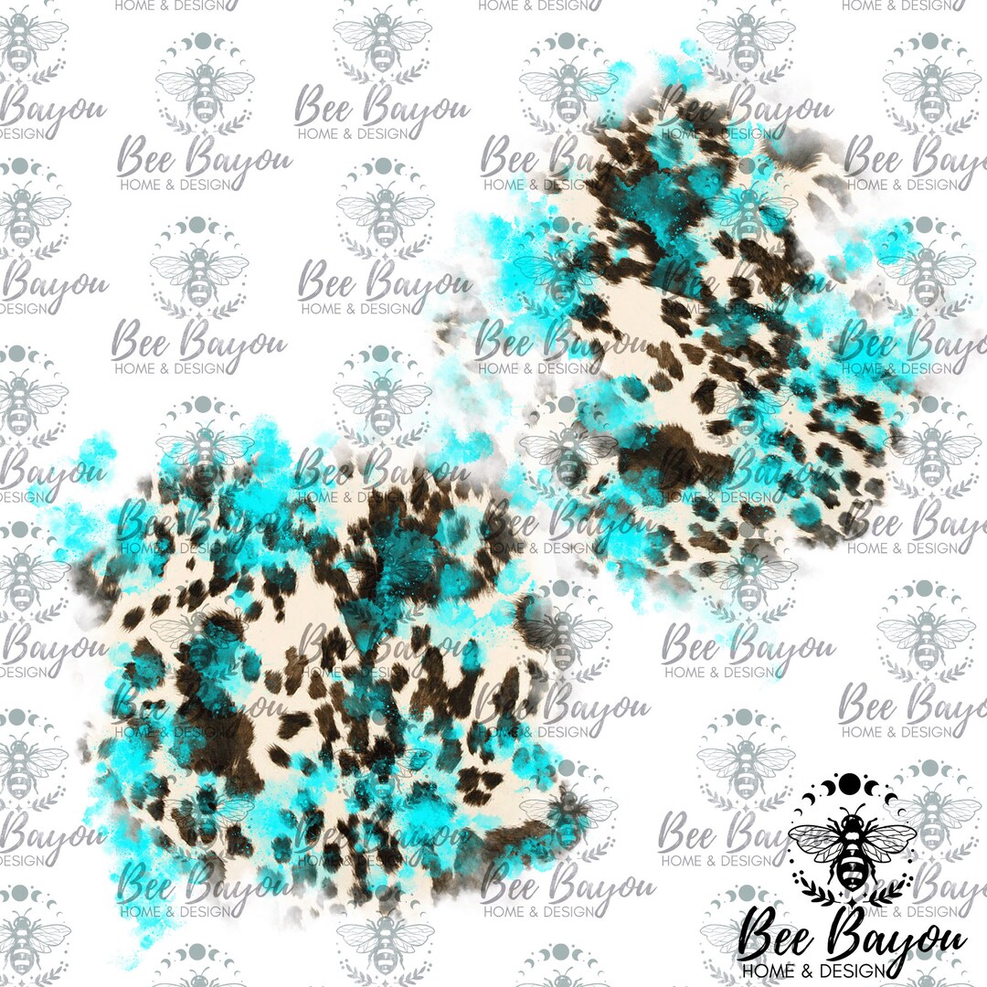 Cow Hide Turquoise Splatter Patches 2 FILES Add Ons Digital Download ...