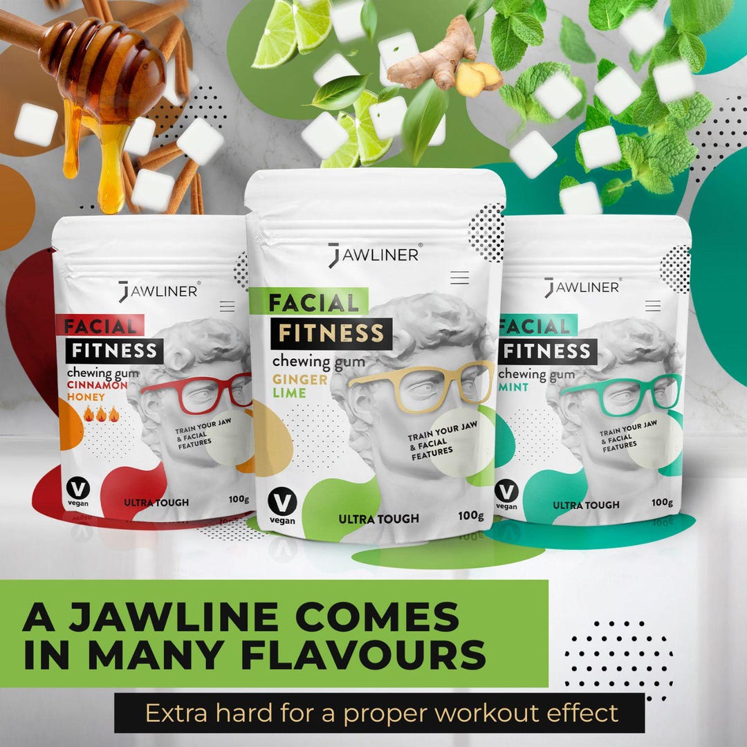 JAWLINER® Fitness Chewing Gum - Bundle Pack - Sugar Free - 15 Times Harder Than Regular Gum ...
