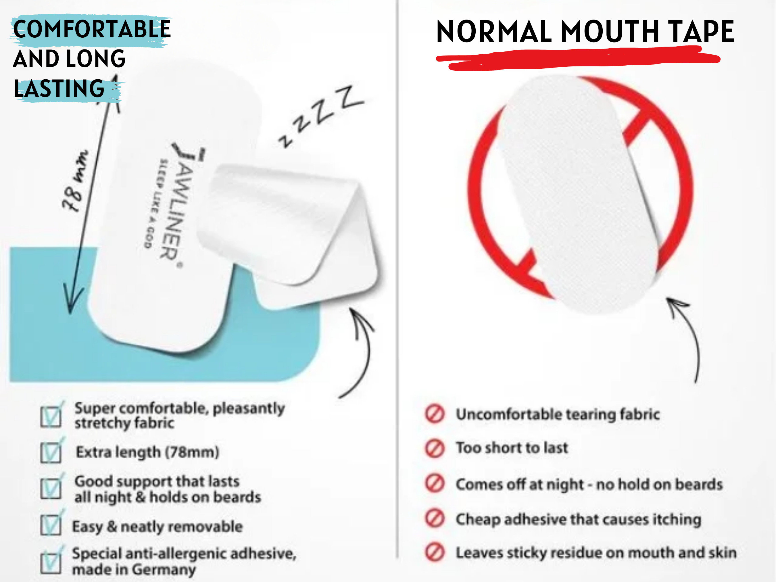 JAWLINER® Mouth Tape for Sleeping - Mouth Tapes for Stop Snoring ...