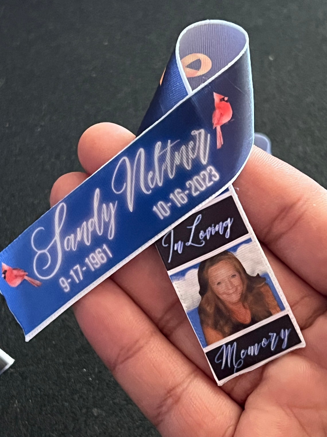 Memorial Ribbon Customized Pin for Loss Loved One Keepsake Personalized ...