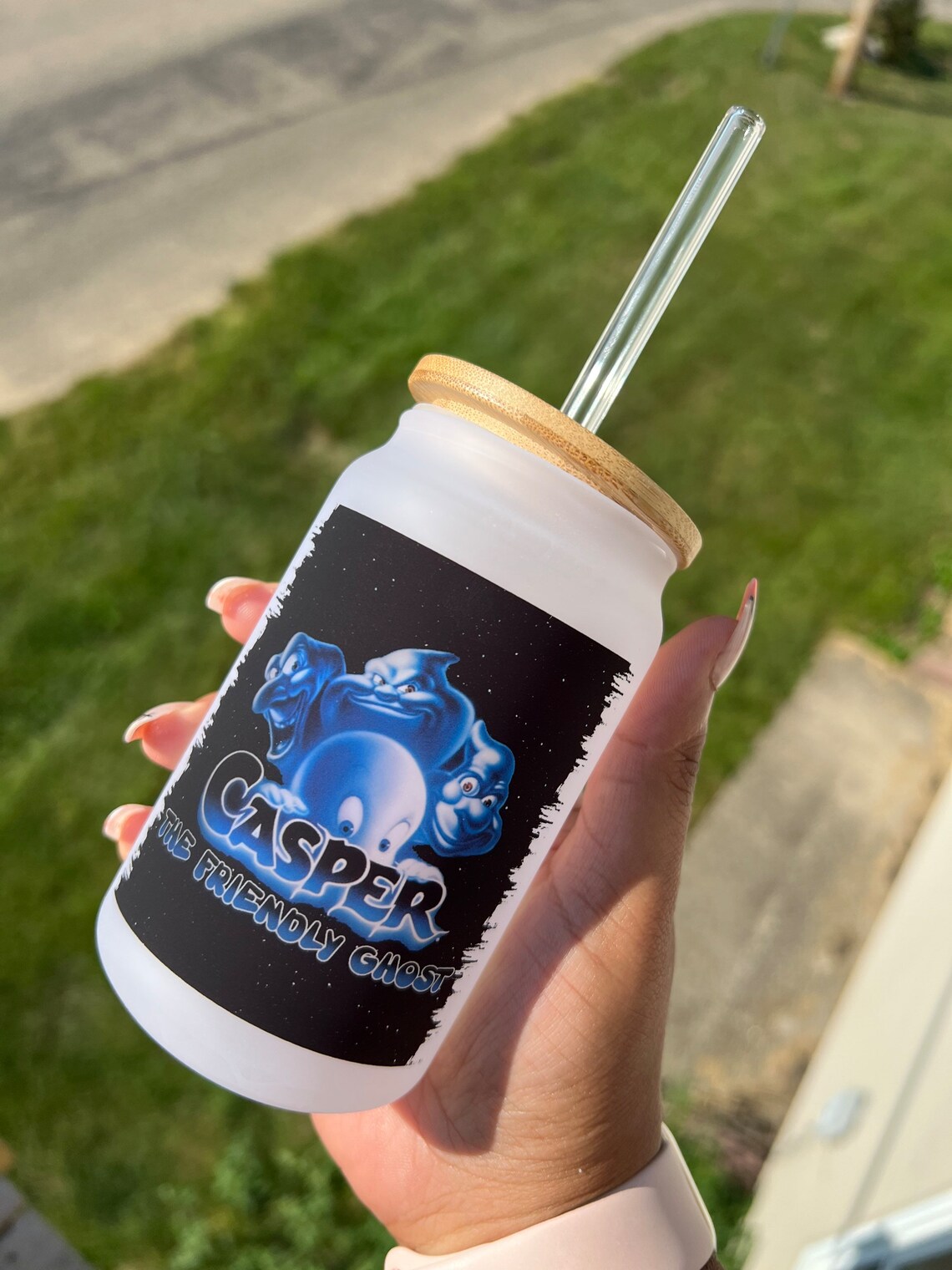 Casper Sublimation Glass Can Casper Glass Can Halloweentown Casper ...